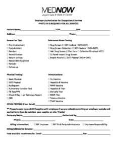 Occupational Health Employer Authorization | MedNow Urgent Care